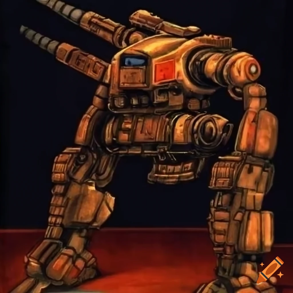 Art of a sci-fi mech walker from the 70s