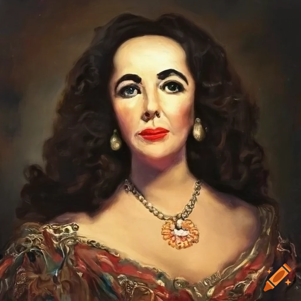 Elizabeth taylor oil painting in the elizabethan style on Craiyon