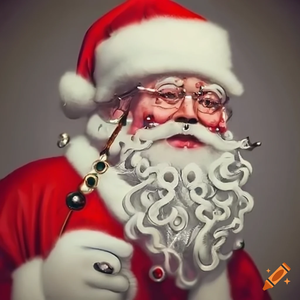 Alternative santa claus with piercings