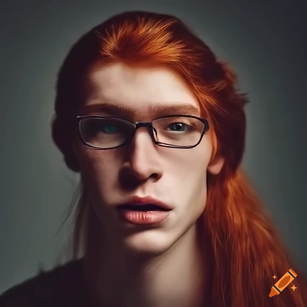 Portrait of a man with red hair and a raccoon hat on Craiyon