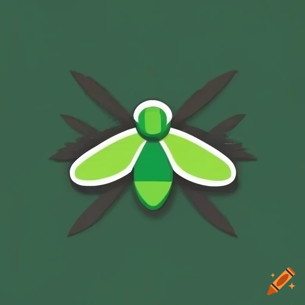 Symmetrical green firefly logo