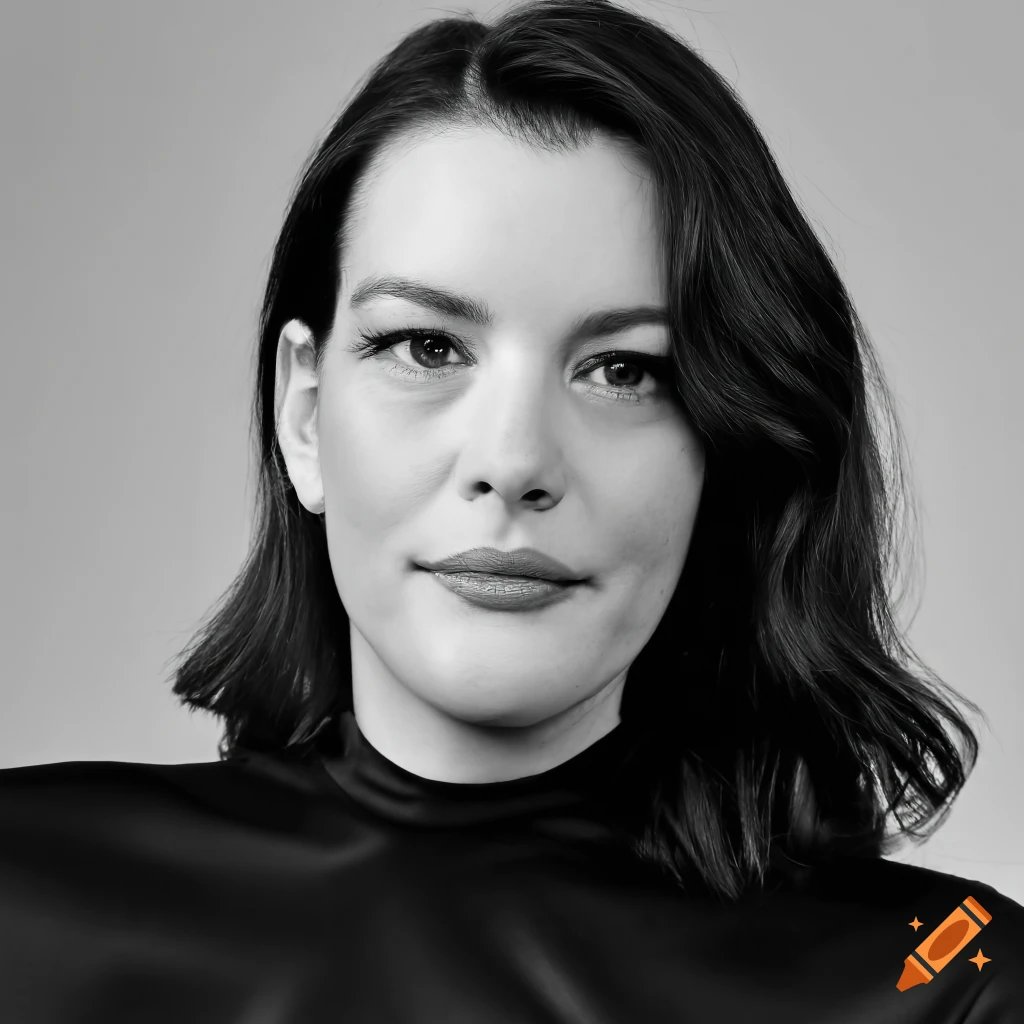 Portrait of Liv Tyler with brown wavy hair and neutral expression on ...