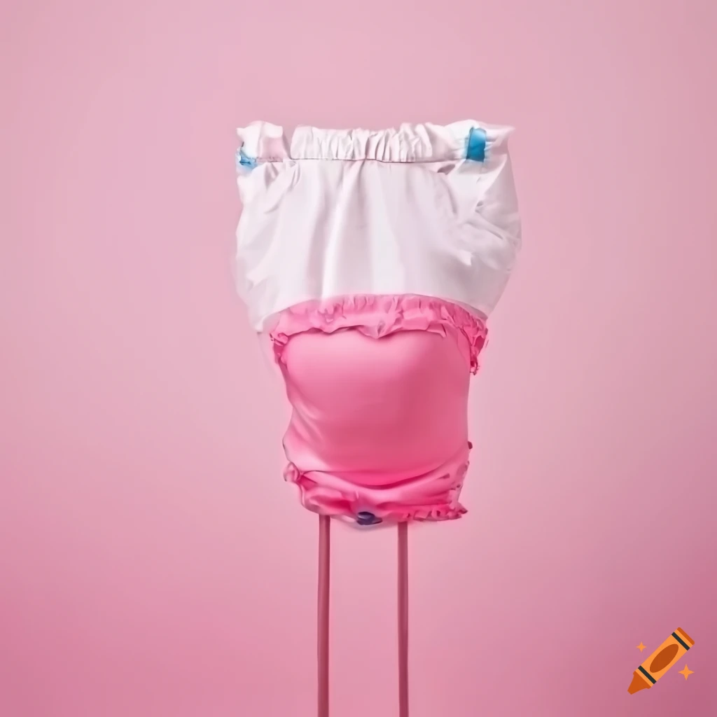 Pack of pink latex diapers on a white background