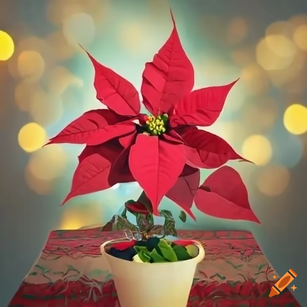Christmas poinsettias in a planter with ornaments
