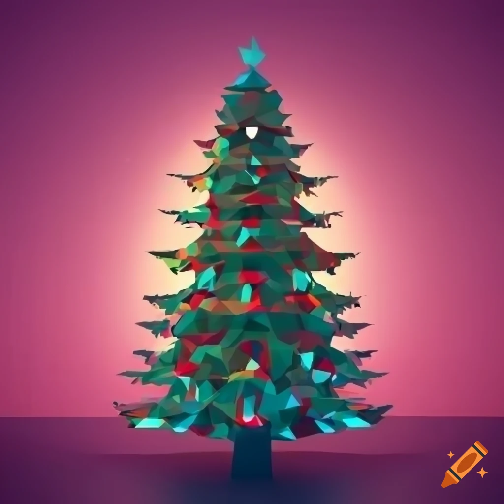 Low poly art of a beautiful christmas tree