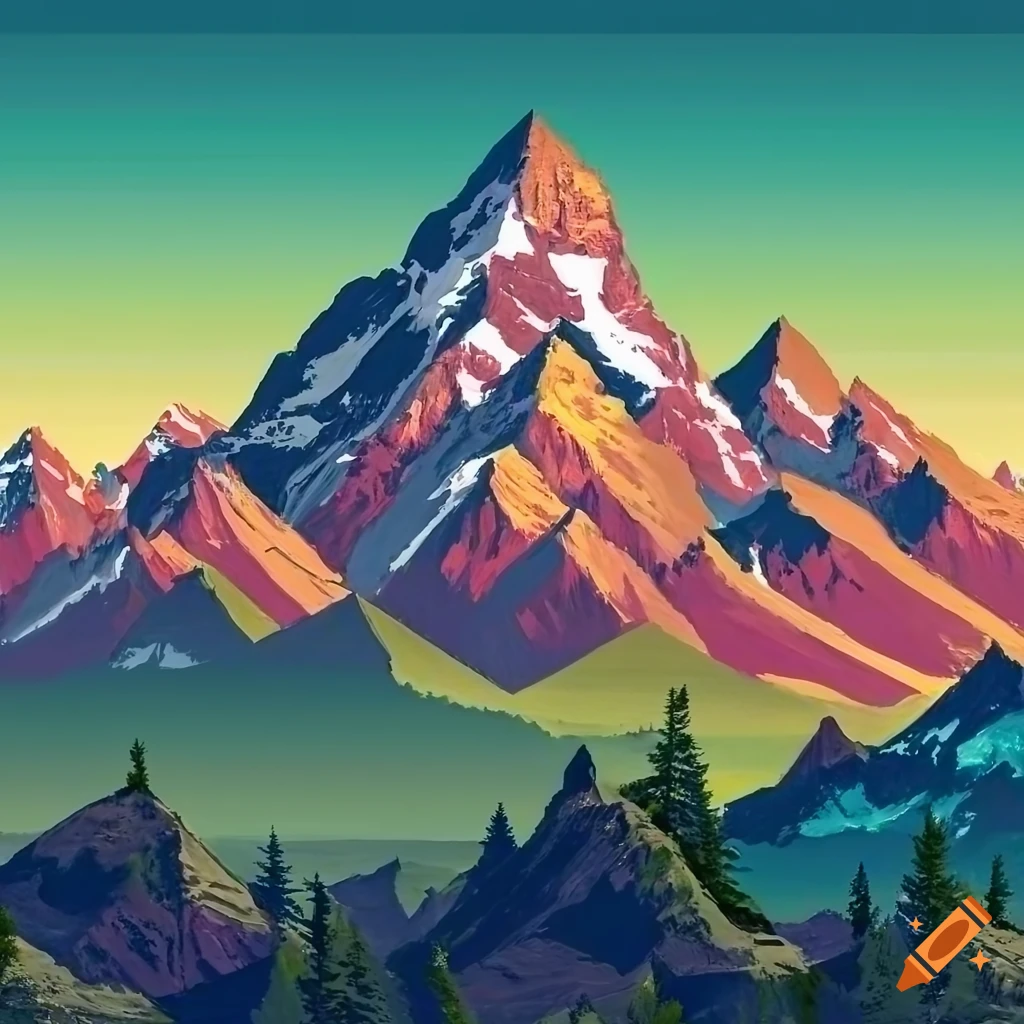 Fantasy depiction of the grand teton mountain range on Craiyon