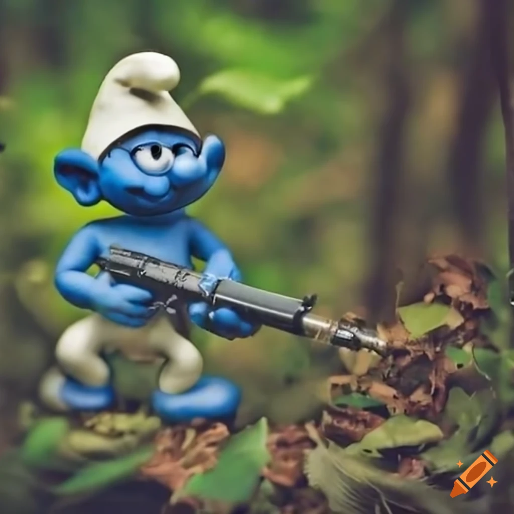 Illustration of a smurf army setting traps in the jungle