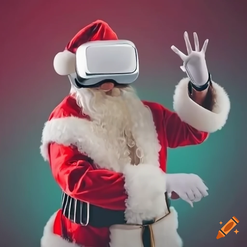 Santa claus wearing a vr headset on Craiyon