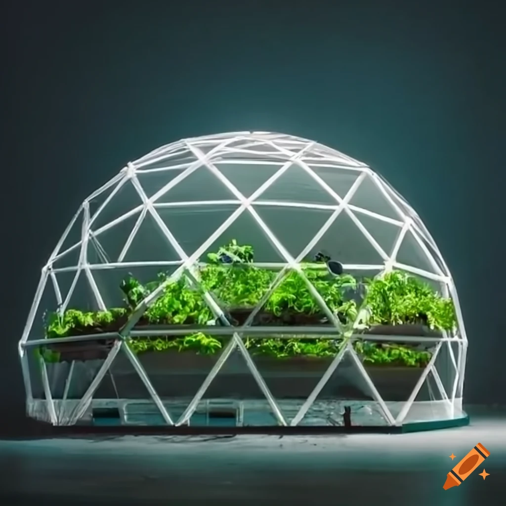 Geodesic dome aquaponic system in West Africa on Craiyon