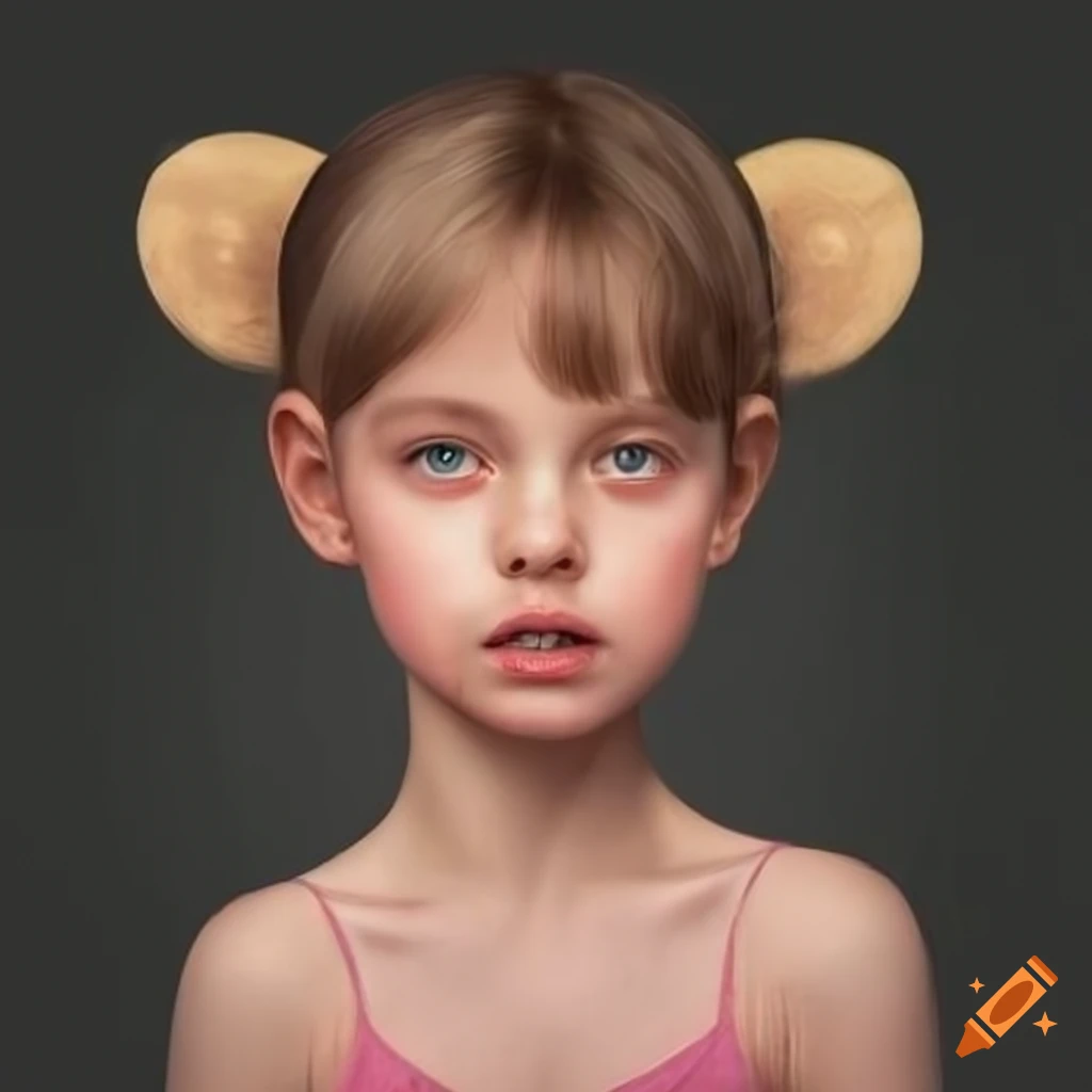Portrait of a girl with unique ears on Craiyon