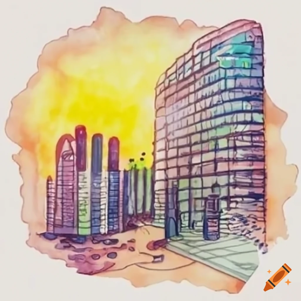 Illustration of a solar-powered futuristic building