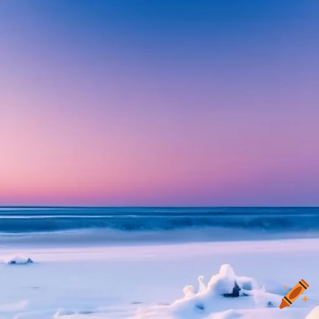 Snowy beach landscape
