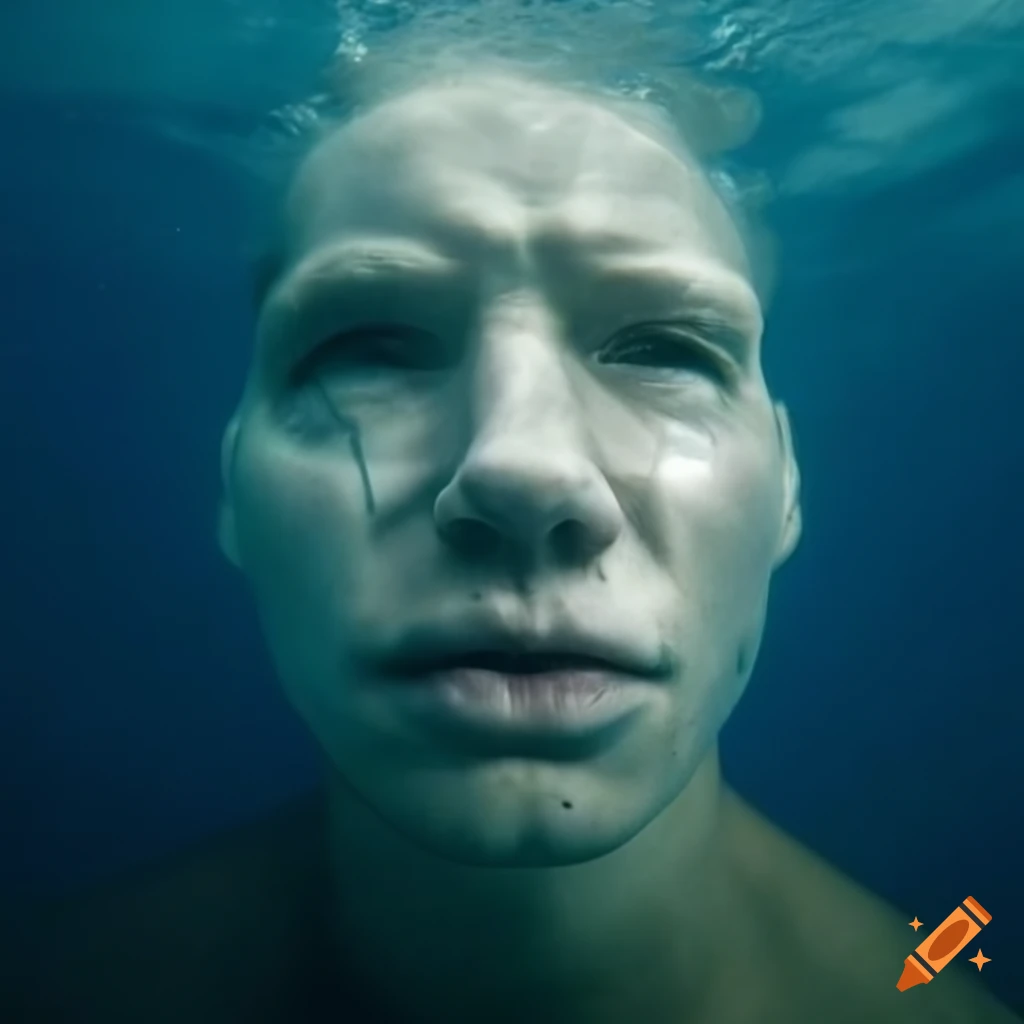 Underwater portrait of a man's face