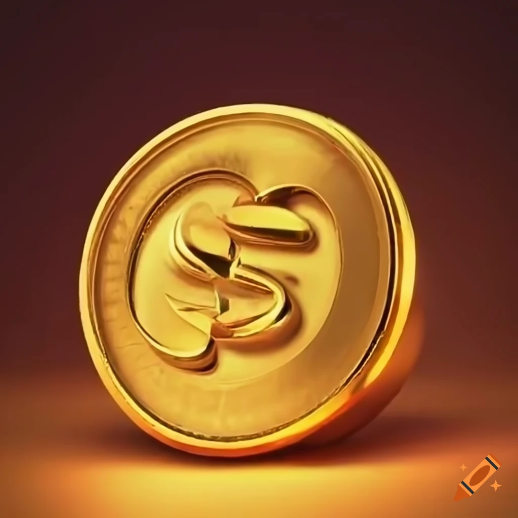 Cinematic gold coin on purple background on Craiyon