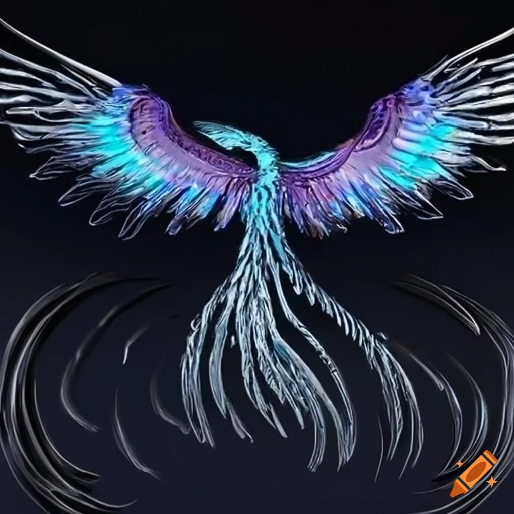 Shiny metal futuristic phoenix