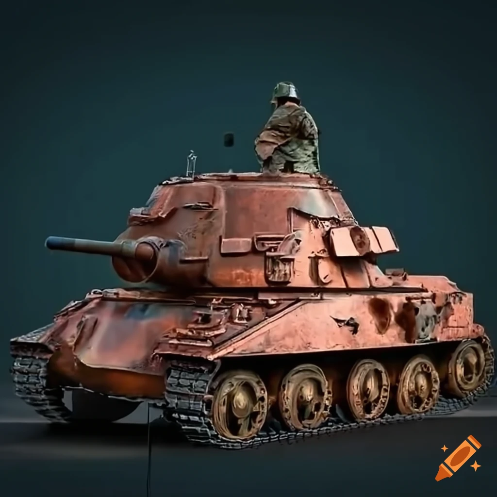 Copper tank with soldier on top on Craiyon