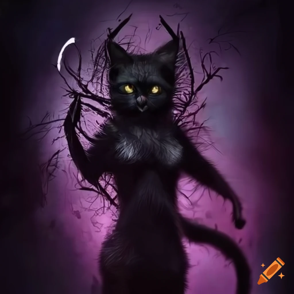 Black cat with a mysterious aura on Craiyon