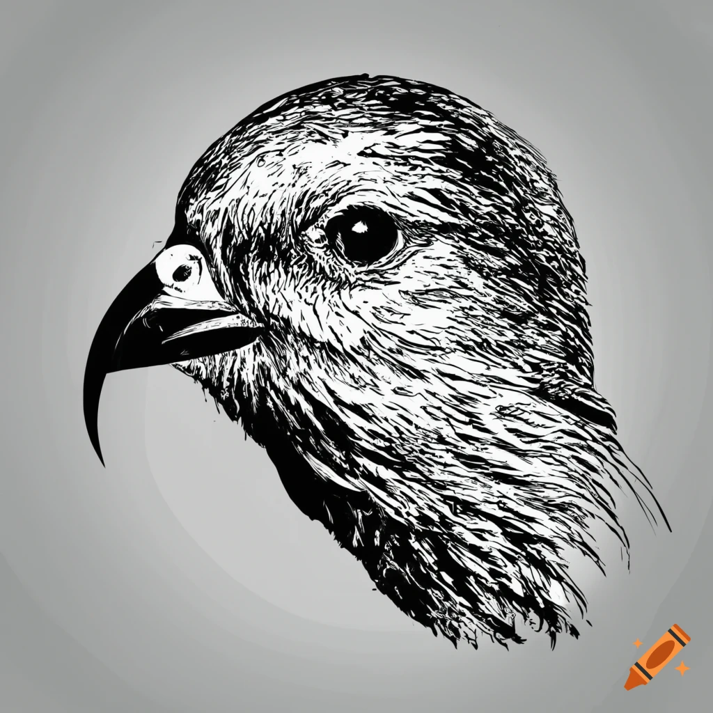 Vector drawing of a bird with circular head