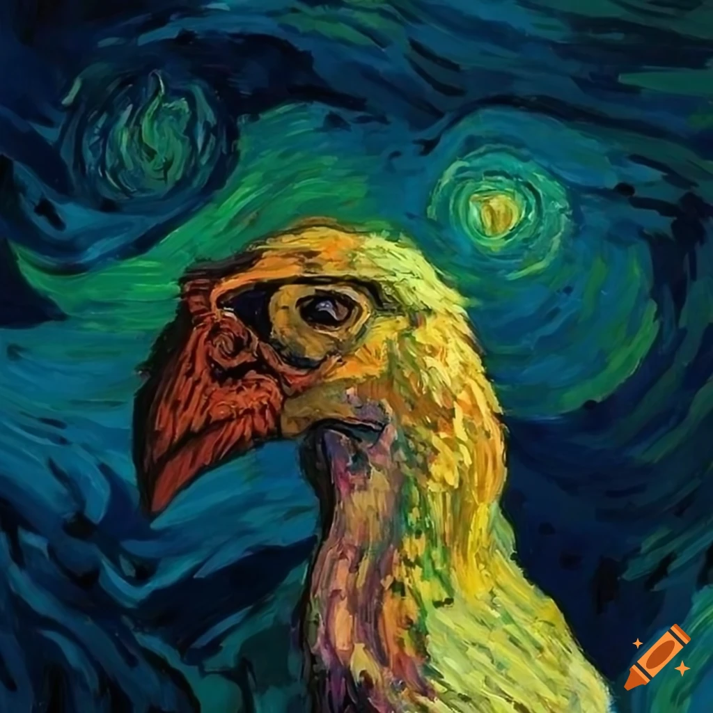 Van gogh style portrait of archaeopteryx on Craiyon