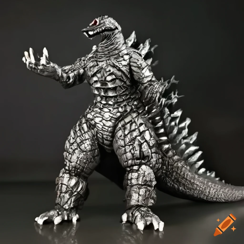 Image of heavily armored metallic muscular godzilla on Craiyon