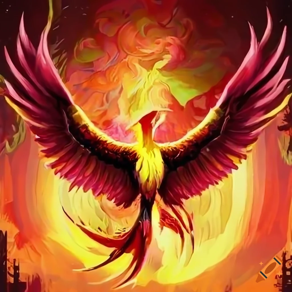 Pixel art of a phoenix