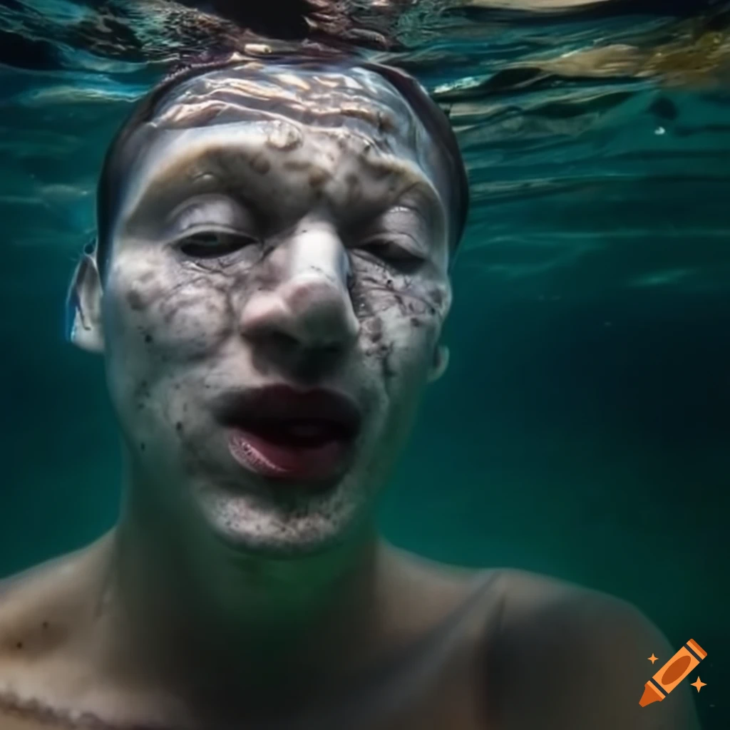 Underwater portrait of a man's face on Craiyon