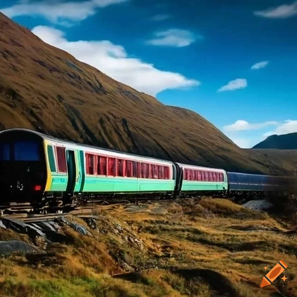 Side view of a train on the west highland line