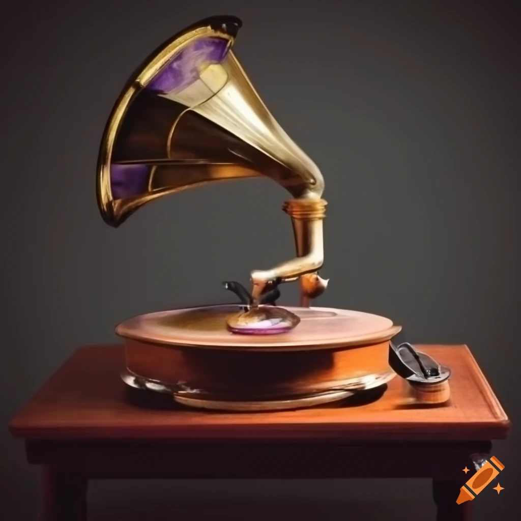Side view of a phonograph on a table