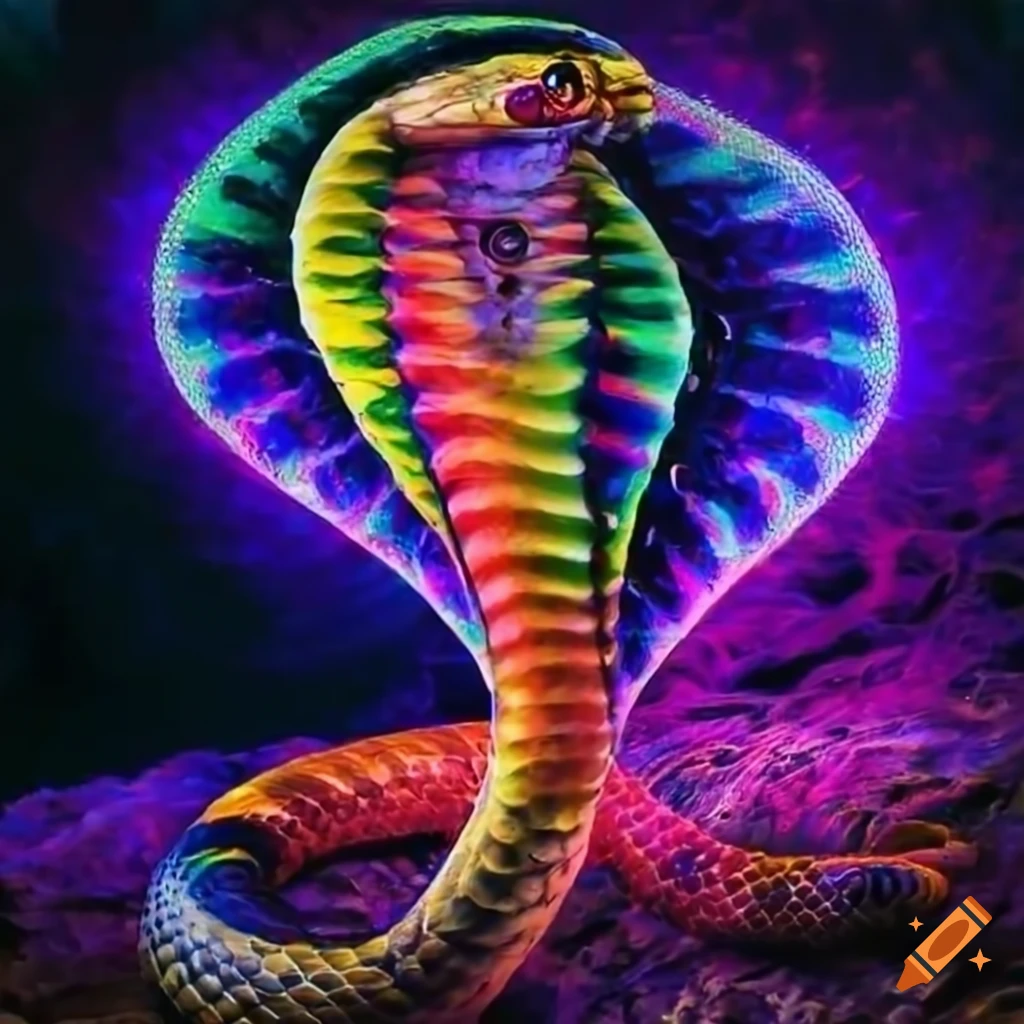 Cosmic cobra in a psychedelic cave on Craiyon