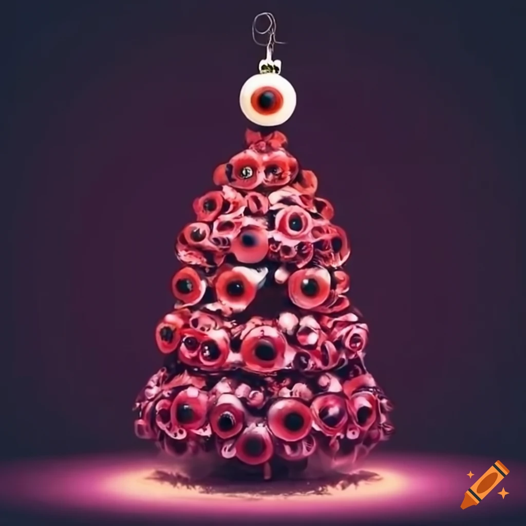 Christmas tree with eyeball ornaments
