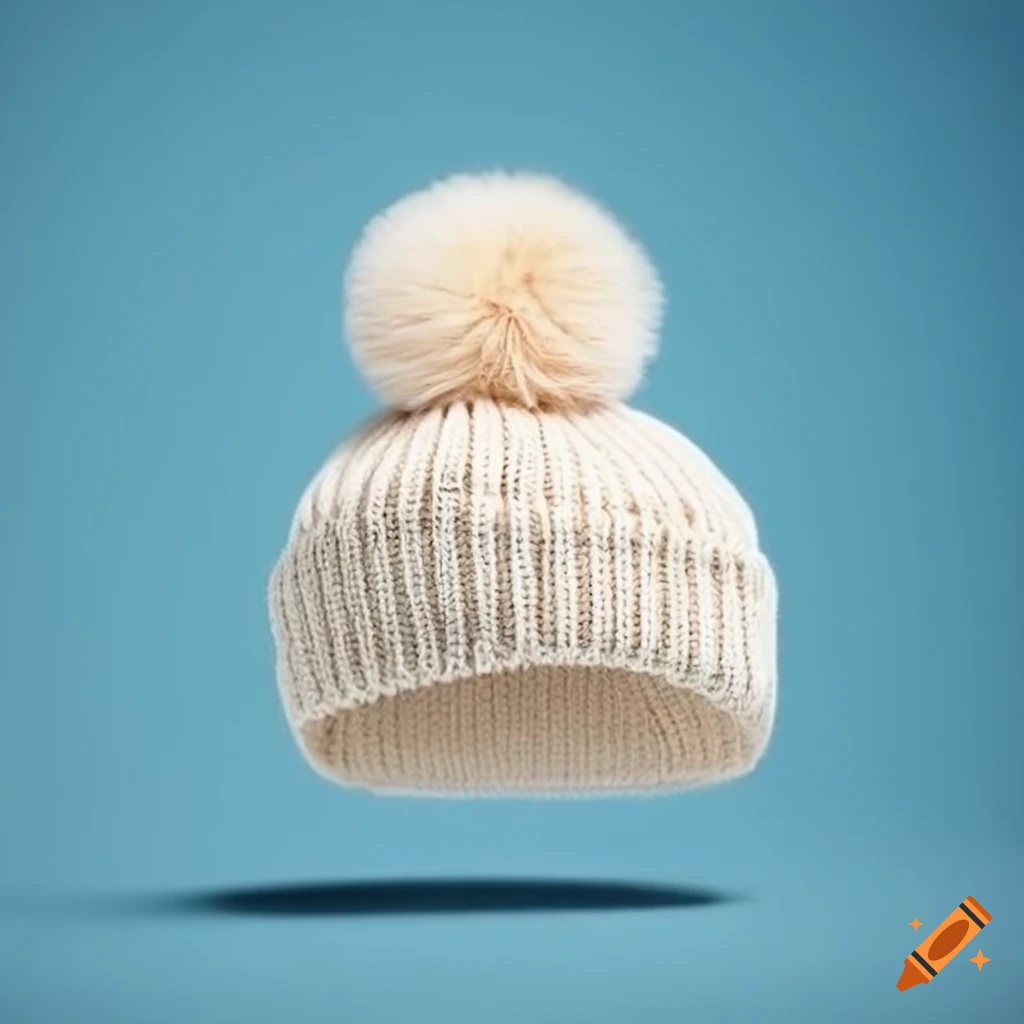 White pom pom beanie cap