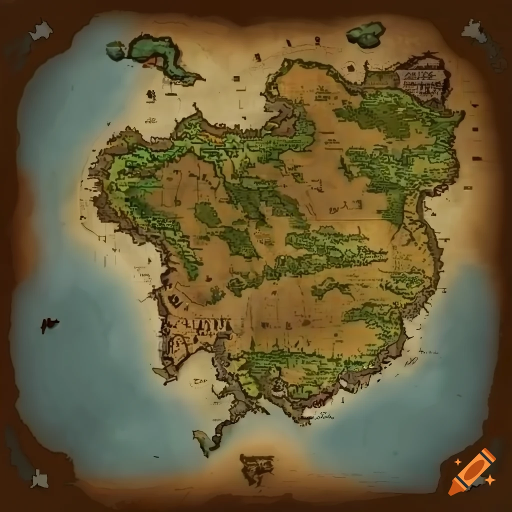 Detailed map of a medieval fantasy continent