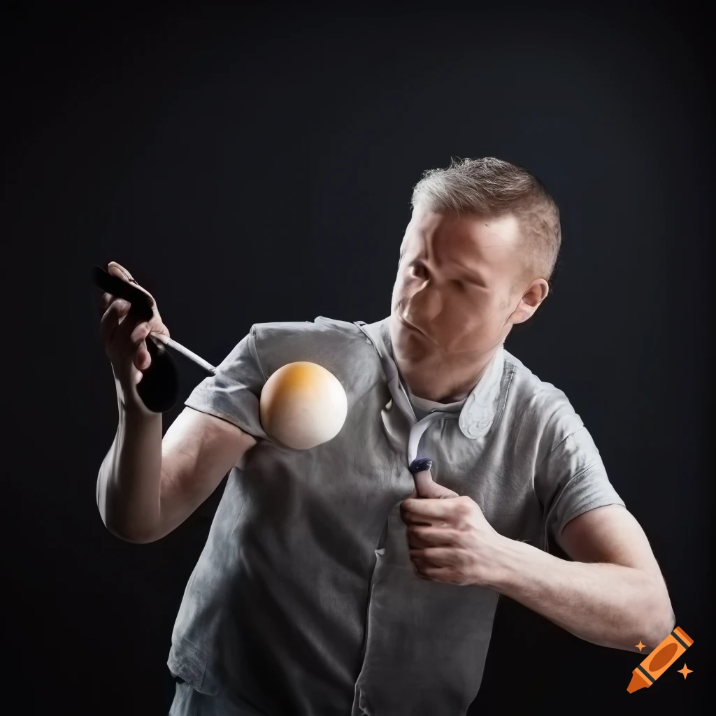 Humorous image of a man running with a spoon holding an egg on Craiyon