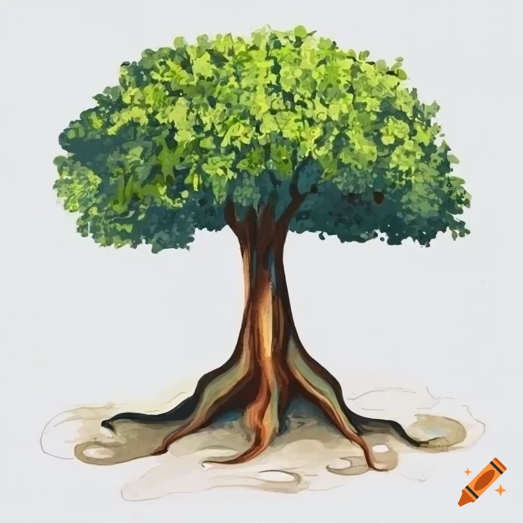 Hand-drawn illustration of a divi divi tree on Craiyon