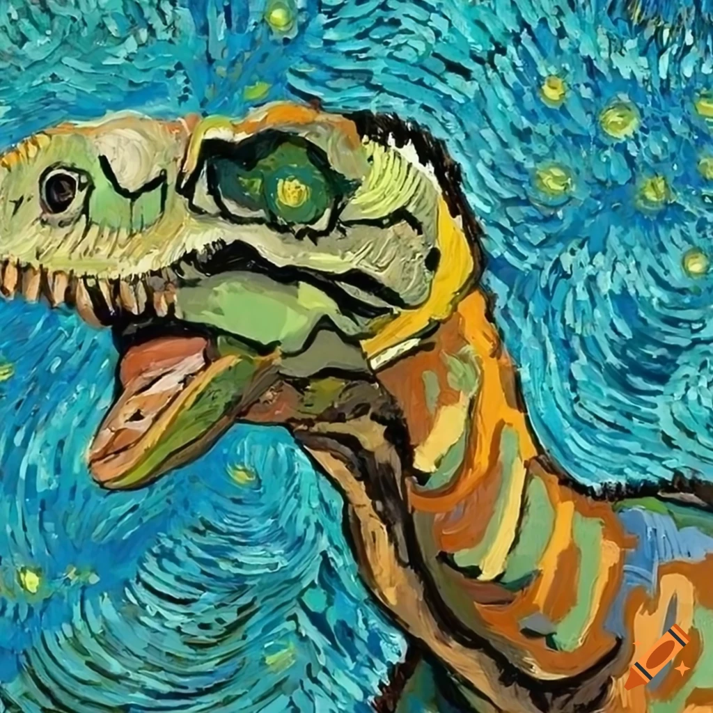 Brontosaurus portrait in van gogh style on Craiyon