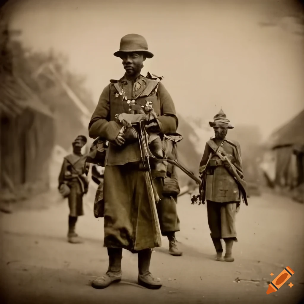 Vintage photo of belgian military in africa 1900 on Craiyon