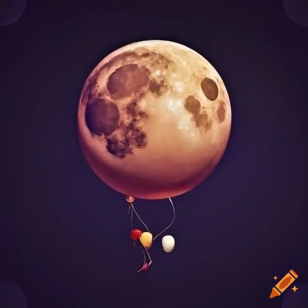 Hyperrealistic art of balloons floating over the moon on Craiyon