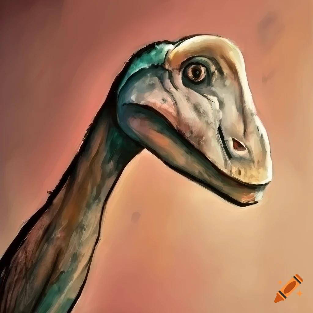 Portrait of a brachiosaurus in modigliani style