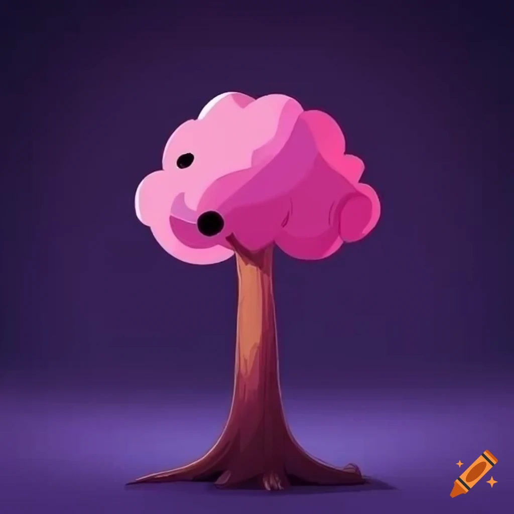2d adventure time-style tree illustration