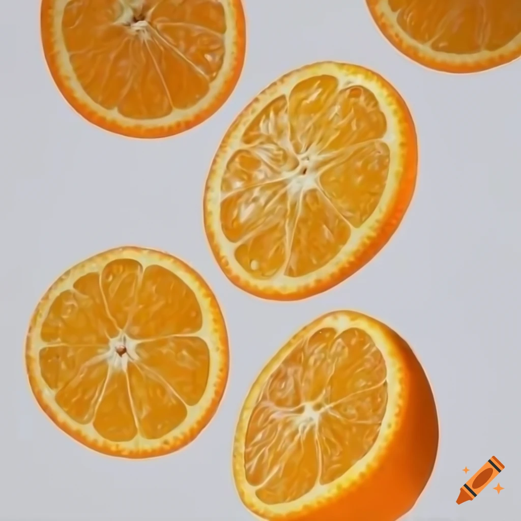 Slices of orange floating in air