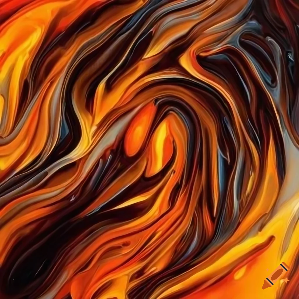 Geometric abstract painting of a body on fire and water on Craiyon