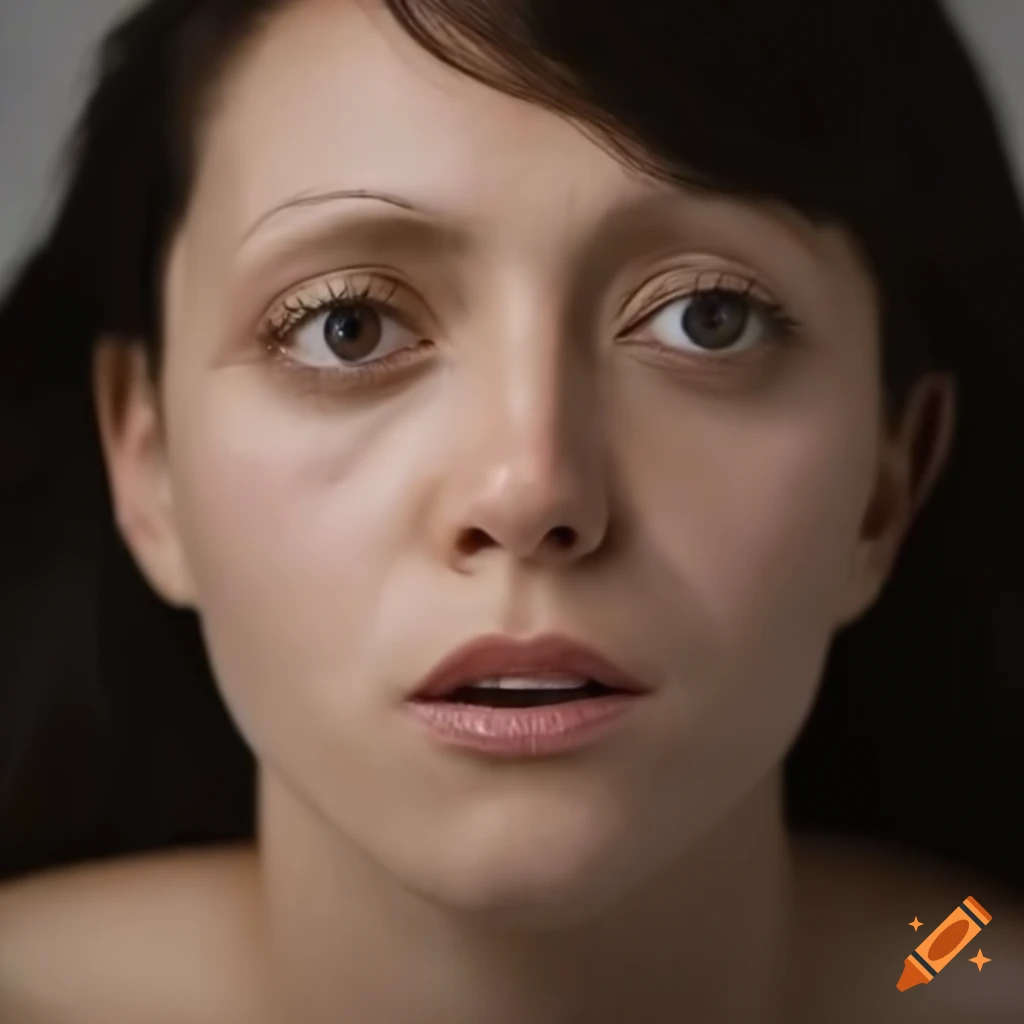 Expressionless woman's face on Craiyon