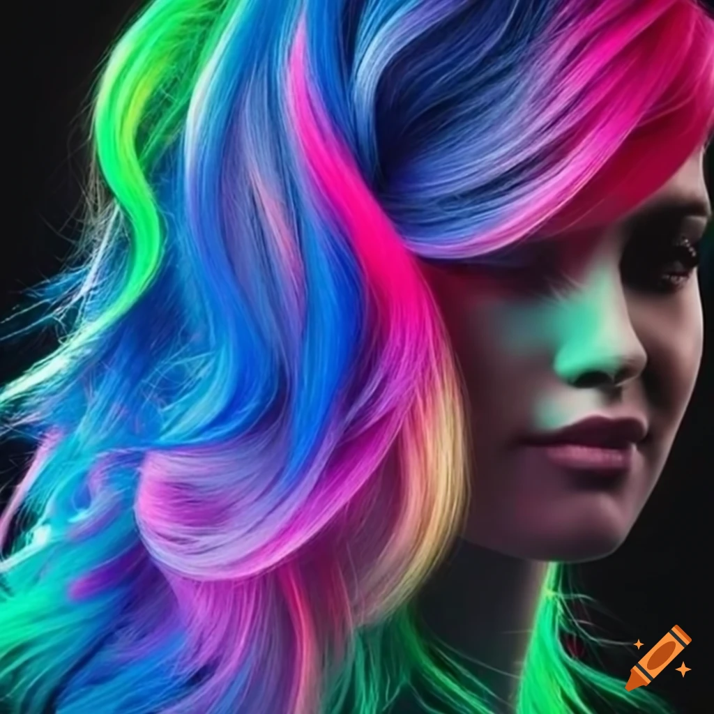 Bold and colorful neon hairstyle on Craiyon