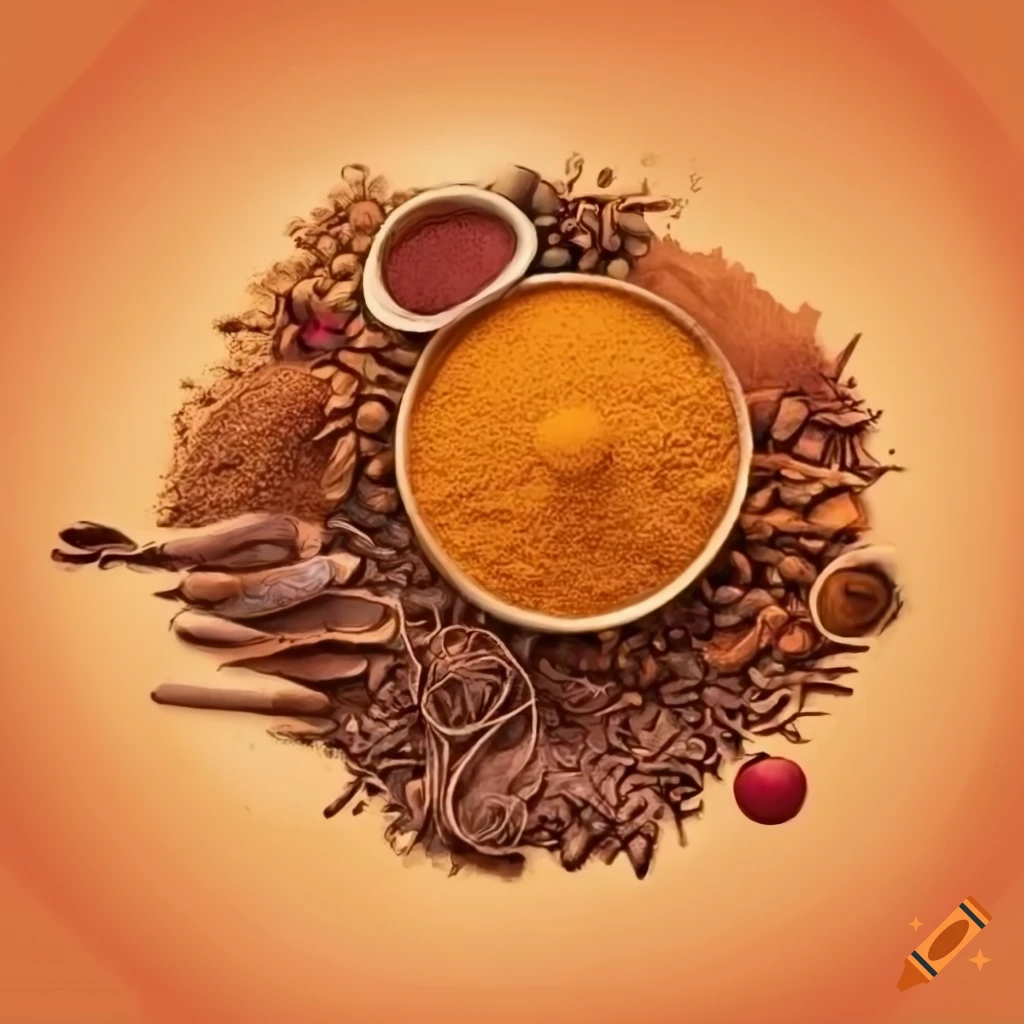 Illustration of moroccan spices for a poster