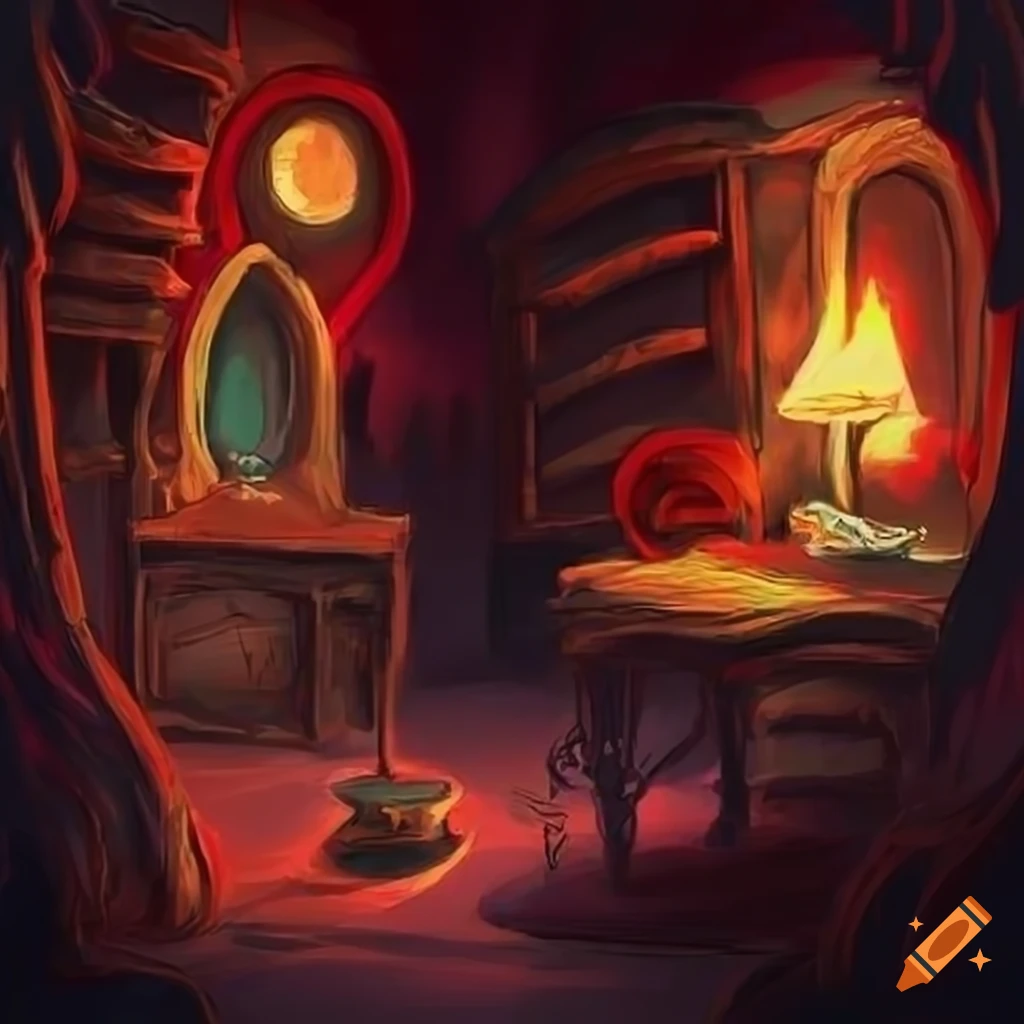 Digital painting of a devil's room on Craiyon