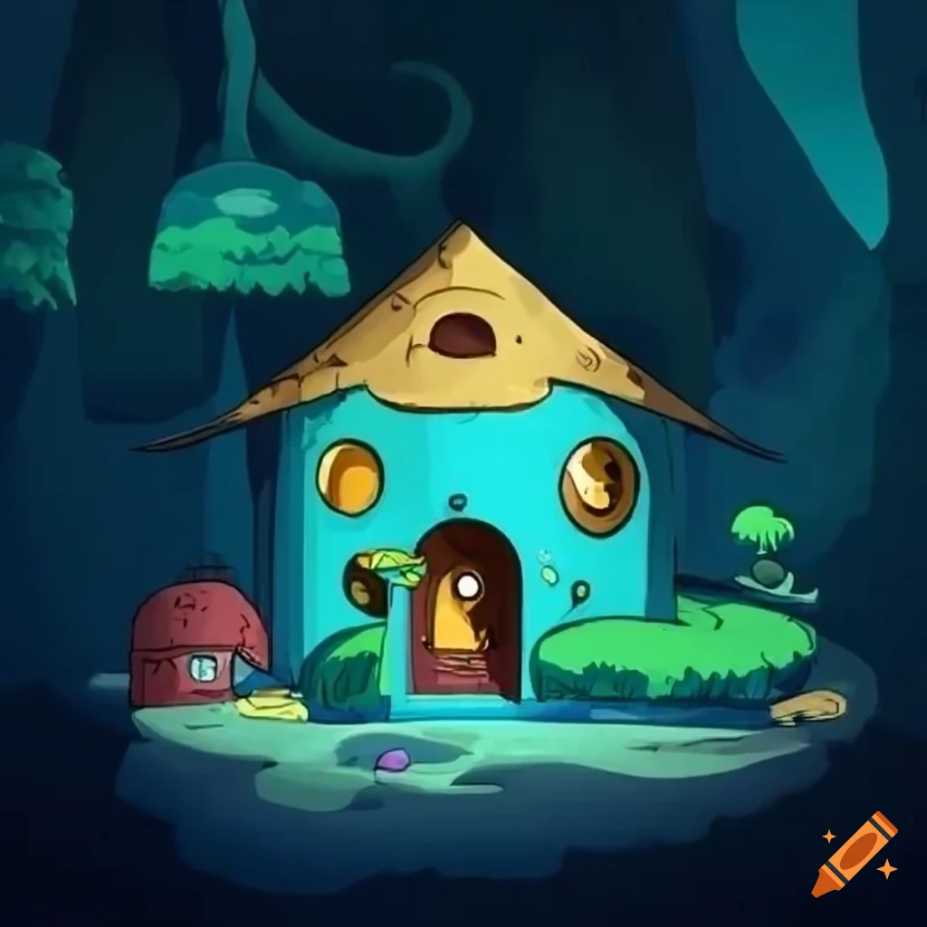 2d artwork of a house in the adventure time style on Craiyon