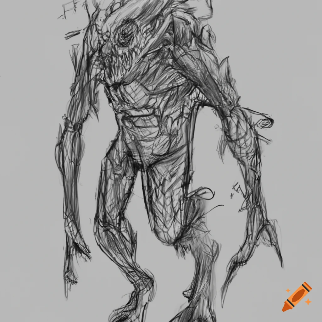 Sketch of a random monster character on Craiyon