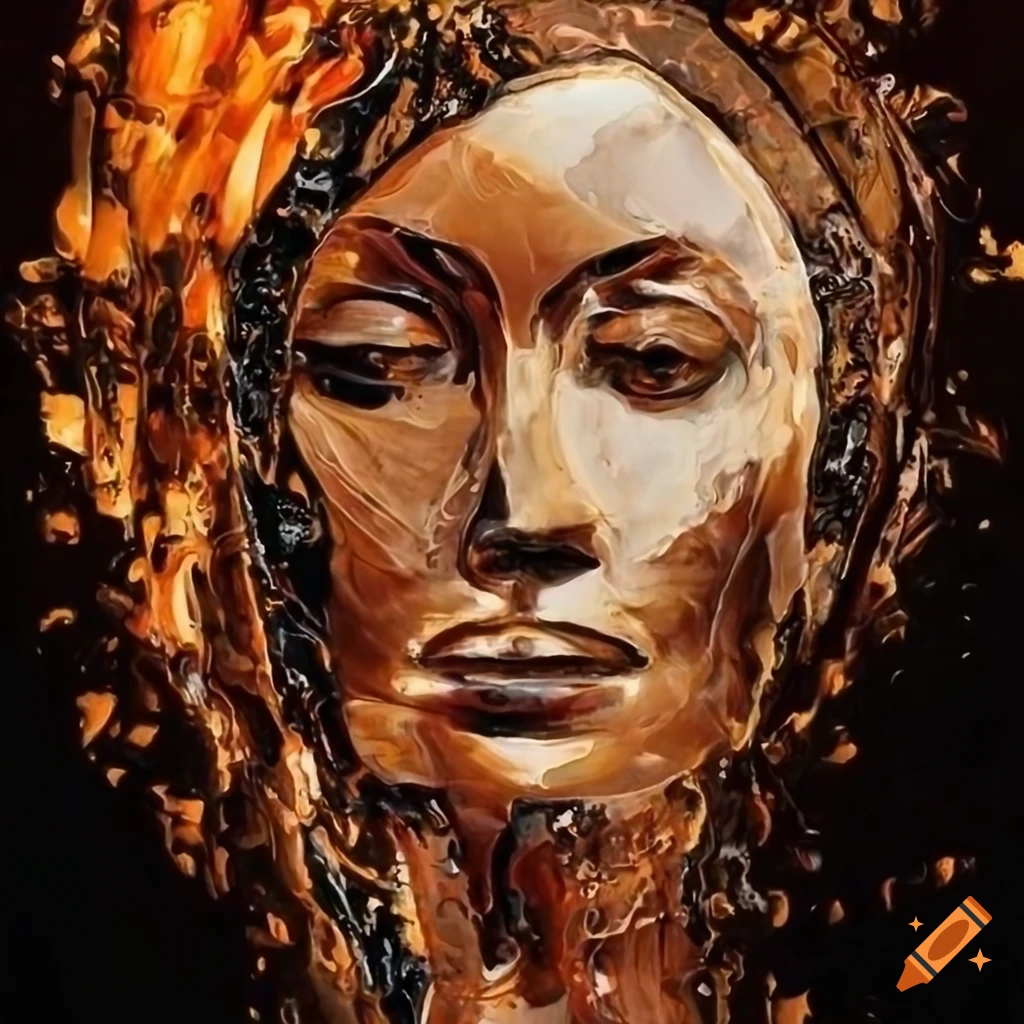 Abstract painting of a face on fire and water on Craiyon
