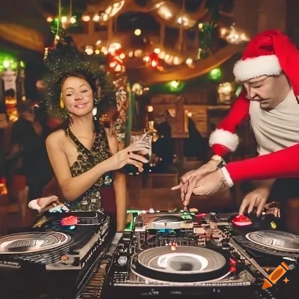 Christmas dj at a pub on Craiyon