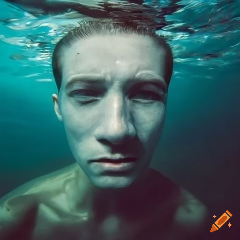 Man's face underwater